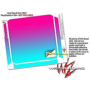 Vinyl Decal Skin Wrap compatible with Sony PlayStation 4 Slim Console Smooth Fades Neon Teal Hot Pink (PS4 NOT INCLUDED)