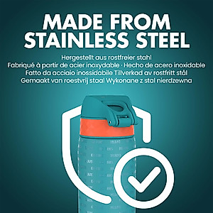 Ion8 Leak Proof Slim Water Bottle, Stainless Steel, NFL Dolphins, 600ml (20oz)