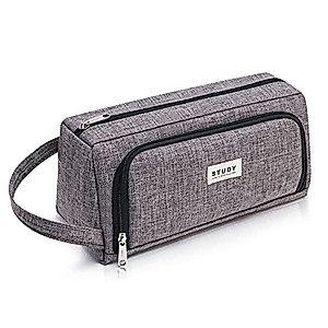 KALIDI Large Pencil Case Big Storage Pencil Bag Pouch Simple Pen Case Bag with Zipper, Portable Marker Stationery Bag School Organizer Pouch Office College Students Teens Girls Boys, Dark Grey