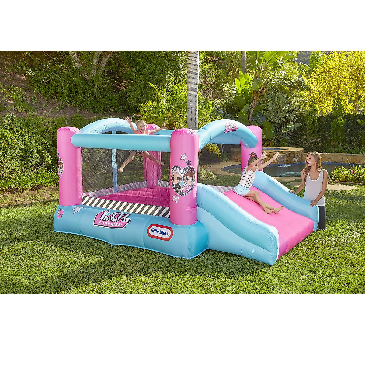 L.O.L. Surprise Jump 'n Slide Inflatable Bounce House with Blower