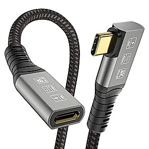 YIWENTEC USB4 8K 0.5M Cable Thunderbolt 4 USB 4 Type-c Male Angle to Female Extension Cable Ultra HD 8K@60Hz 100W Charging 40Gbps Data Transfer Compatible with External SSD eGPU USB-C Docking