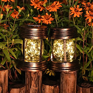 Solar Hanging Lanterns Outdoor - 2 Pack Outdoor Lanterns for Patio Waterproof - 30 LEDs Fairy String Lights Outdoor Table Lamp for Outside Garden Porch Patio Yard Wall Tree Coach Decorative (Warm)