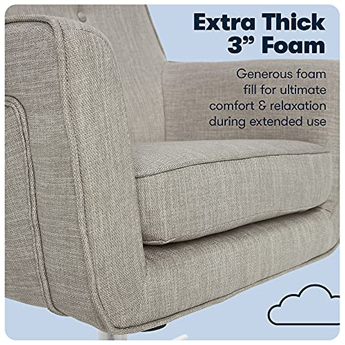 Serta Ashland Ergonomic Home Office Chair with Memory Foam Cushioning Chrome-Finished Stainless Steel Base, 360-Degree Mobility, Light Gray Fabric