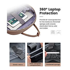 LOVEVOOK Women's 27-Liter Laptop Backpack, Brown, 16.9 x 12 x 7.9 in