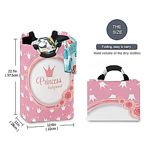 Laundry Hamper Bucket Collapses Laundry Basket Princess Crown Washing Bin for Home Organizer Nursery Storage Baby Hamper Kids Room