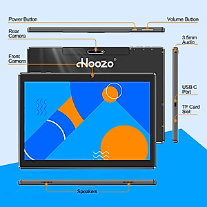 Hoozo Android Tablet 10 Inch, Android 10 Tablets, ZPad R05 32GB ROM 128GB Expand, 6000mah Battery, WiFi Bluetooth, IPS FHD Touch Screen Tableta, Dual Camera, Google GMS Certified – Black