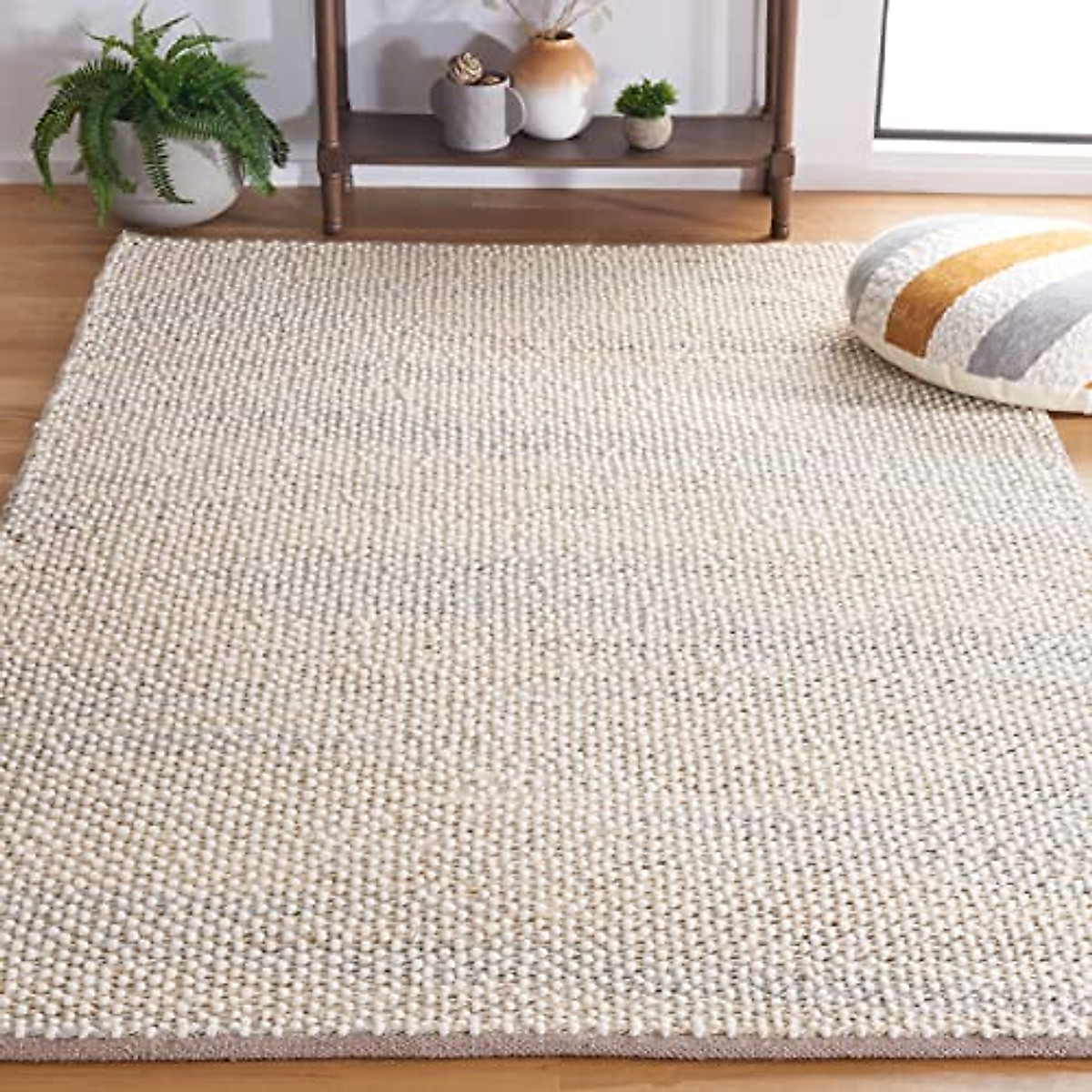 Safavieh Natura Collection 4' x 6' Natural/Light Grey NAT221A Handmade Farmhouse Coastal Boho Jute & Wool Area Rug