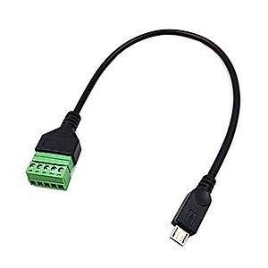 Poyiccot Micro USB Screw Terminal Block Connector, Micro USB Male to 5 Pin/Way Female Bolt Screw Shield terminals Pluggable Type Adapter Connector Cable 30cm(Micro USB Male)