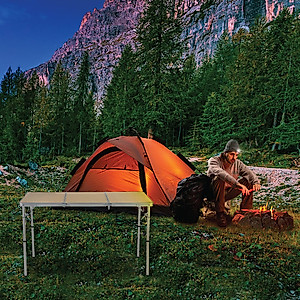 ARROWHEAD OUTDOOR 4’ ft Heavy-Duty Portable Aluminum Frame Folding Table w/Leveling Feet, Solid Tabletop Surface, 2 Adjustable Heights, Carrying Case Included, Lightweight, USA-Based Support