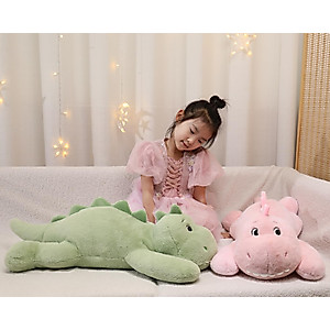 XMV 31 inch 5 lbs Dinosaur Weighted Stuffed Animals, Large Weighted Plush Animal, Cute Plush Toy Pillow, Soft Dino Plushie Gifts for Adults, Kids, Boys and Girls (Green)