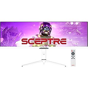 Sceptre IPS 43.8 inch UltraWide 32:9 LED Monitor 3840x1080 up to 120Hz DisplayPort HDMI USB Type-C HDR600 AMD FreeSync Premium Build-in Speakers and remote, Nebula White (E448B-FSN168)