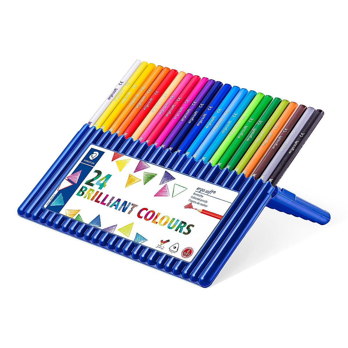 Staedtler Ergosoft Colored Pencils, Set of 24 Colors in Stand-up Easel Case (157SB24)
