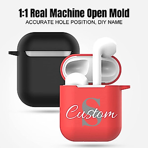 EMIDY Custom Name AirPods 2&1 Protective Cover, Multiple Colors TPU Protective Cover Design Your Own AirPods Protective with Keychain, Black,Blue,Brown,Green,Yellow,Pink,Purple,Red,White (AirPods1&2)