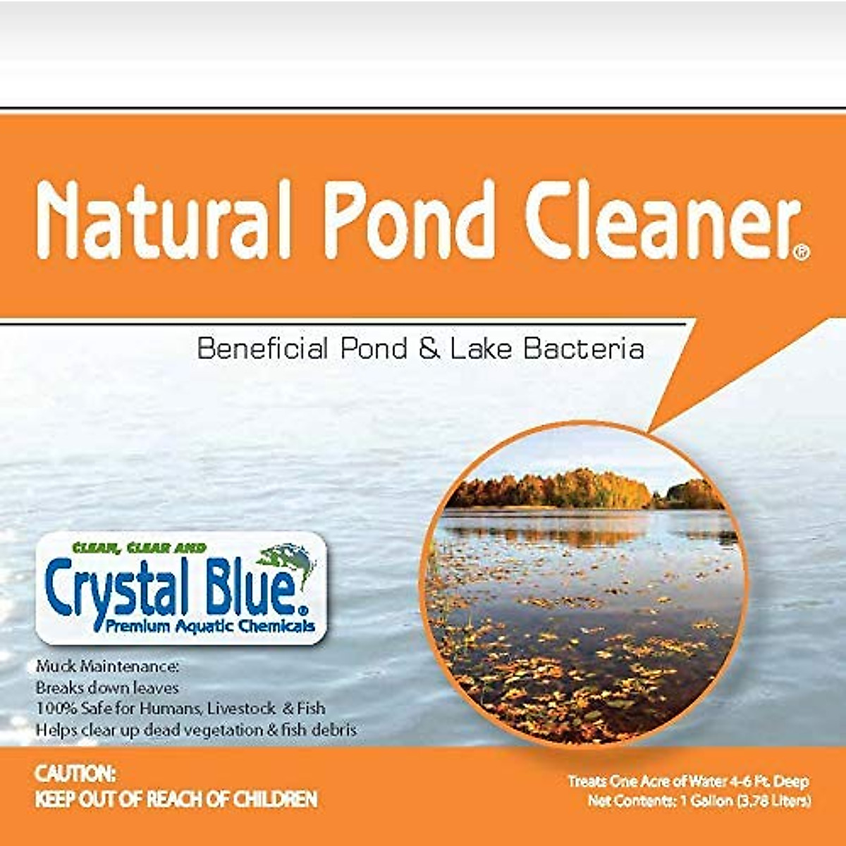 Crystal Blue Natural Pond Cleaner - Muck and Sludge Remover, Safe for Koi - 1 Gallon