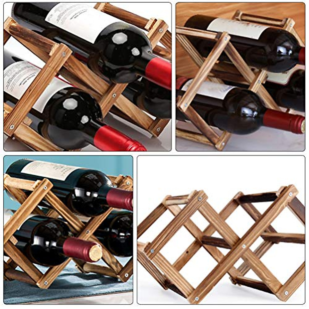 Cabilock Dining Table Decor Wooden Wine Bottle Holder Natural Wine Display Shelves Wine Storage Stand Wine Rack Wine Cellar Racks for Home Kitchen Pantry Cabinet Bar (Brown) Rustic Decor