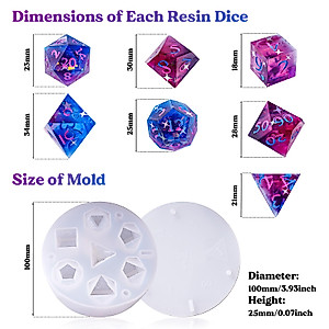 LET'S RESIN Dice Resin Molds Silicone, DND Dice Epoxy Resin Molds with 7 Standard Polyhedral Stereoscopic Dice Cavities, Silicone Molds for Epoxy Resin, DIY Dices Making, Table Board Game