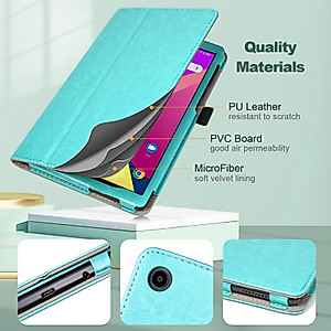 JKhandy Case for 2024 Tcl Tab 8 SE MODEL 6048E / TCL Tab 8 Plus MODEL 9138S / TCL Tab 8 LE MODEL 9137W / TCL TAB 8 WiFi Model 9132X, Leather Protective Stand Tablet Cover with Pencil Holder, Sky Blue