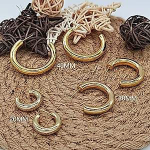 Wlane Small Thick Gold Hoop Earrings for Women, Chunky Gold Hoops 20mm(8 inch)