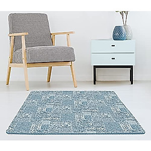 FloorPops FP3597 Mercado Interlocking Floor Tiles, Blue