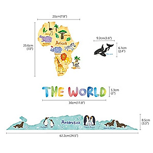 DECOWALL BS-1615S Animal World Map Kids Wall Stickers Wall Decals Peel and Stick Removable Wall Stickers for Kids Nursery Bedroom Living Room (Large) décor