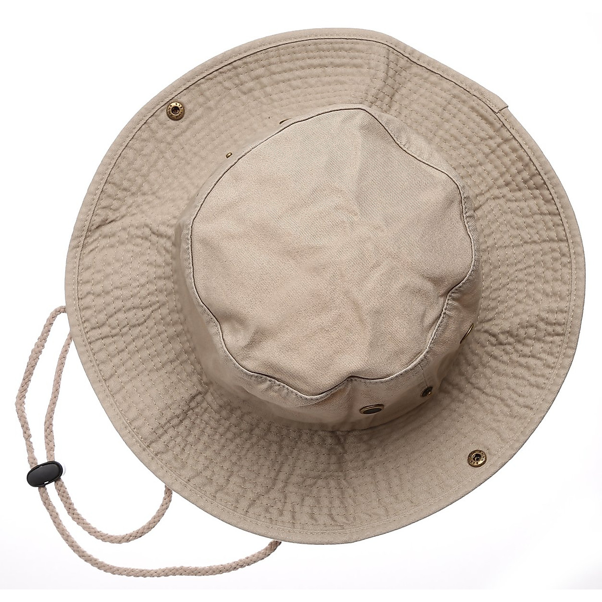 Summer Outdoor Boonie Hunting Fishing Safari Bucket Sun Hat with adjustable strap(Khaki,LXL)