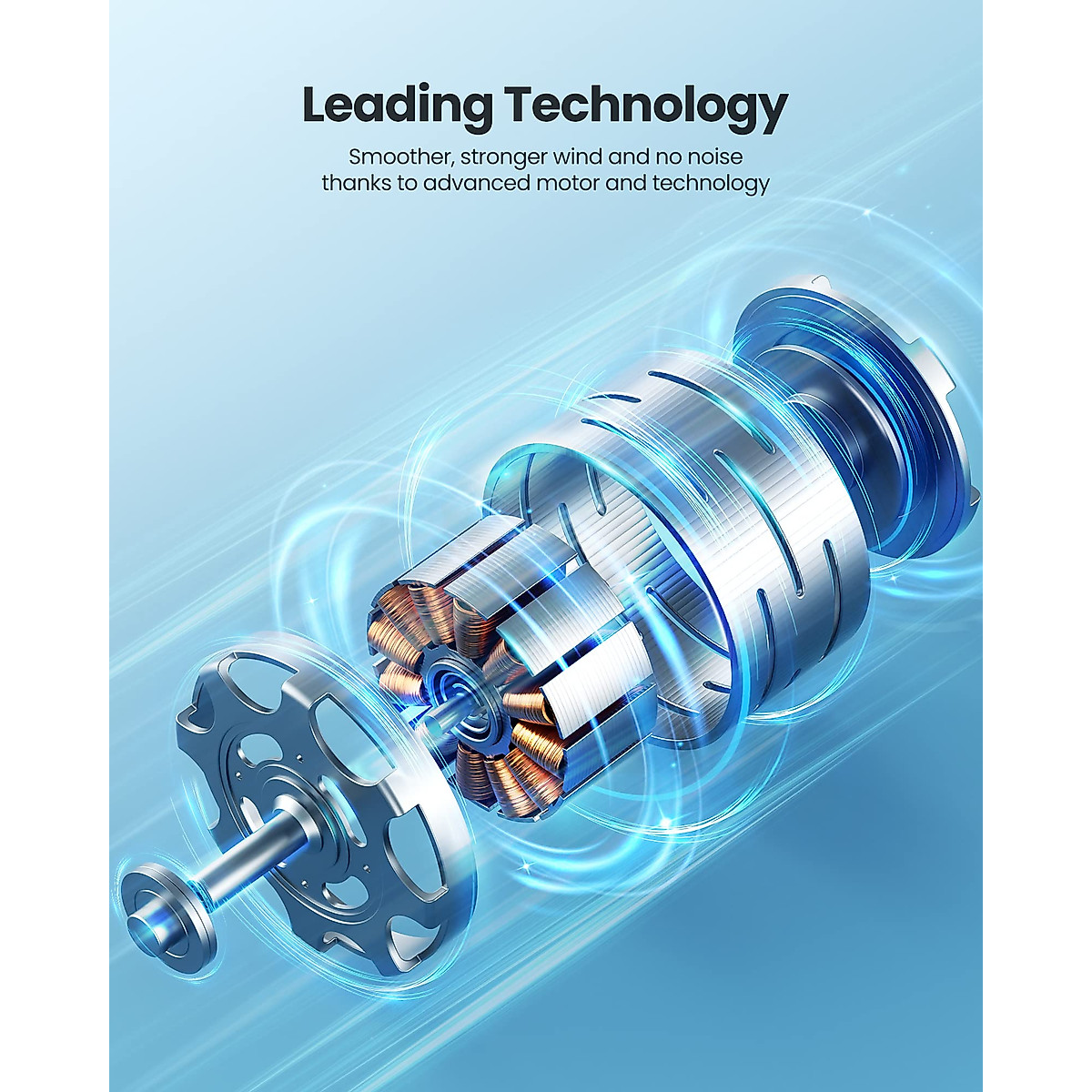 Gaiatop USB Desk Fan, Portable Powerful Small Table Fan, 6.5 Inch Quiet 4 Speeds Wind Desktop Personal Fan, 90° Rotate Mini Fan for Better Cooling Room, Office, Travel (Blue)