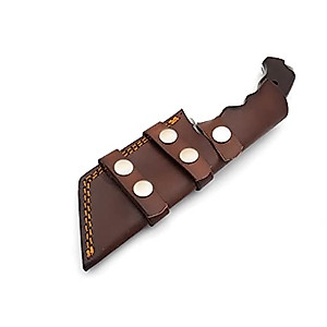 Handmade Damascus Tracker Knife 10 Inches Fixed blade hunting knife with Horizontal carry leather sheath Damascus steel fixed blade for hunting camping Skinning survival, rosewood handle.