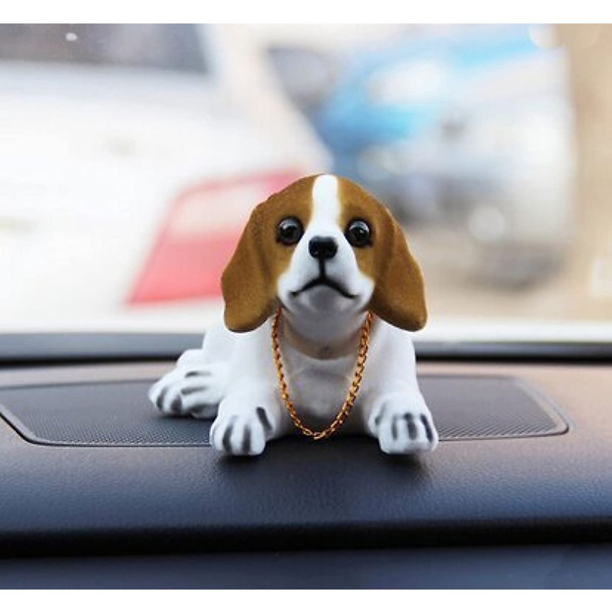 ATMOMO Shaking Head Lucky Dog Bobbing Heads Car Dash Puppy for Car Vehicle Decoration, Beagle (16x9x11cm)