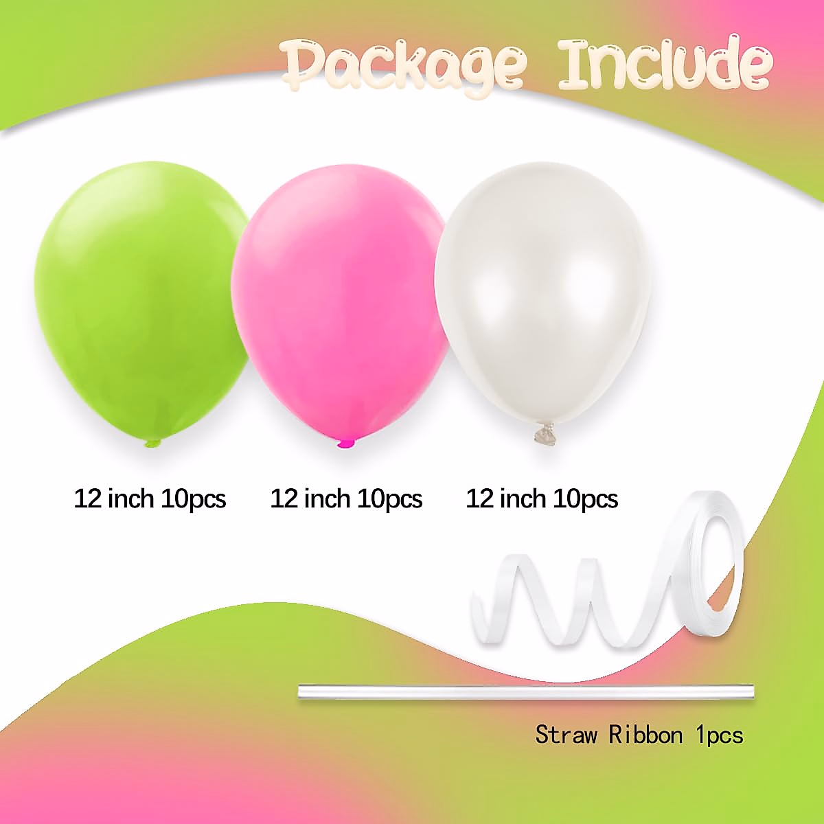 30pcs 12'' Fruit Green Balloons Dark Pink Balloons Pearl White Latex Balloon Bouquet For Birthday Baby Shower Bridal Christening Supplies Celebration Graduation銝沙airy Spring Party Decoration