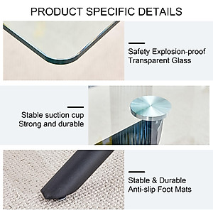 JBFF 71" Large 6-8, Modern 0.39" Tempered Glass Top Black Metal Pedestal Base, Easy Assemble, Mid-Century Rectangle Dinner Table for Dining, Living Room, Kitchen, Office