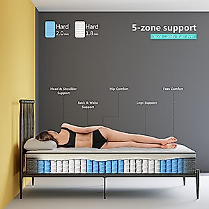 Serweet 12 Inch Memory Foam Hybrid Full Mattress - 5-Zone Pocket Innersprings for Motion Isolation -Heavier Coils for Durable Support -Medium Firm -Fiberglass-Free -Made in North America