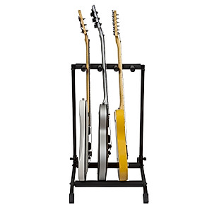 Rok-It Multi Guitar Stand Rack with Folding Design; Holds up to 3 Electric or Acoustic Guitars (RI-GTR-RACK3)