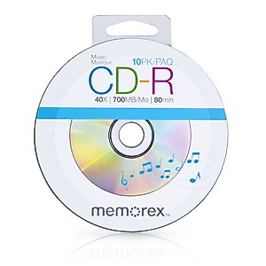 Memorex 99055 40x 700MB 80 Min Music CD-R Discs, 10 Pack