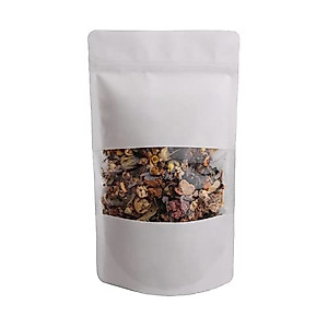 50 Pcs Resealable Bags, Kraft Stand Up Pouches, Zip Lock Storage & Packaging Bag, Food Storage Bags, Reusable Ziplock Bags with Window (White Kraft with Window, 13 x 22.5 cm (5.1x8.8 inch))