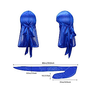 Century Star Kids Silky Satin Durags Head Wrap Silk Durag for Baby Boy Girls Wave Cap Wide Strap Long Tail Turban Beanies Black& Royal Blue
