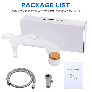 Bidet Toilet Seat Attachment - Self Cleaning Water Sprayer +Adjustable Pressure Nozzle, Easy Install (Classic, White/Bamboo)