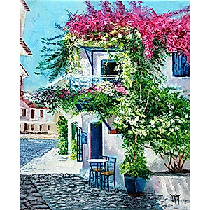 SOLD Santorini Bougainvillea, Summer Day On The Greek Isle By Internationally Renowned Painter Yary Dluhos