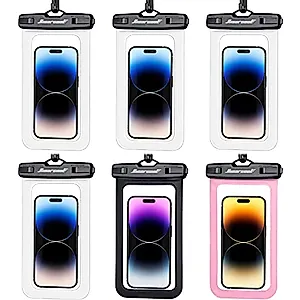 Hiearcool Universal Waterproof Phone Pouch, Waterproof Phone Case Compatible for Cellphone Up to 7.2", IPX8 Cellphone Dry Bag for Vacation-6 Pack