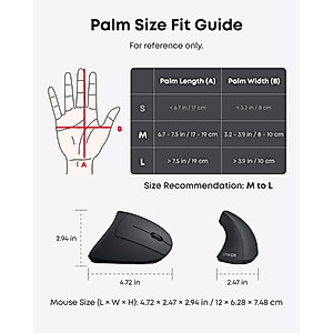 Anker 2.4G Wireless Vertical Ergonomic Optical Mouse, 800 / 1200 /1600 DPI, 5 Buttons for Laptop, Desktop, PC, Macbook - Black