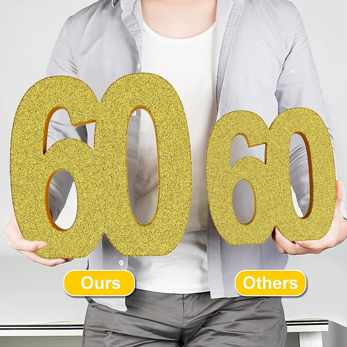 Usongshine Happy 60th Birthday Decorations Anniversary Decorations 60th Centerpiece Table Decorations for Men Women(30 * 30 * 3cm)