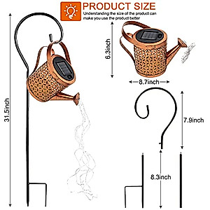 Ledeak Solar Watering Can Light, Solar Fairy Lights Outdoor Waterproof, Hanging Solar Powered Lantern Garden Art Light Decor Metal Waterfall String Lights for Patio Yard Pathway Plant Vine