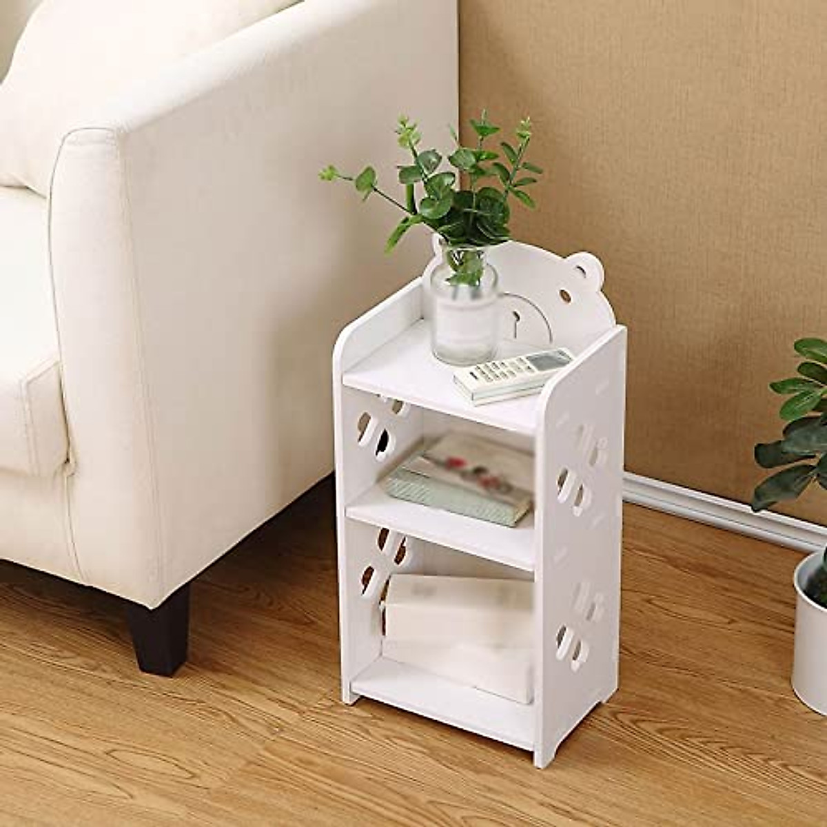 MYSUP Night Table PVC Nightstands Bed Side Table Articles Magazine Cabinet Storage Organizer Bedside Table Drawer Night for Bedroom Furniture