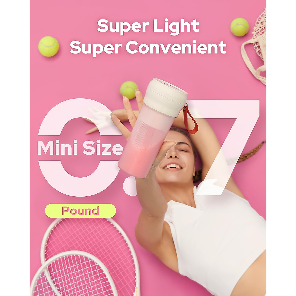 IHOM Portable Blender, Rechargeable Cordless Portable Blender for Shakes and Smoothies,10.5Oz BPA-Free Mini Blender,30 Watts, Single Serve Blender Cup for Kitchen, Gym, Travel, Office (Cream White)