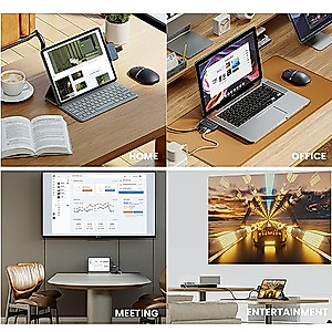 ProtoArc USB C Wireless Bluetooth Mouse, Multi-Device HubMouse for Business and Travel with Type C Hub Portable Silent Rechargeable Laptop Mouse for iPad, Tablet, MacBook, Surface Pro-Dark Gray