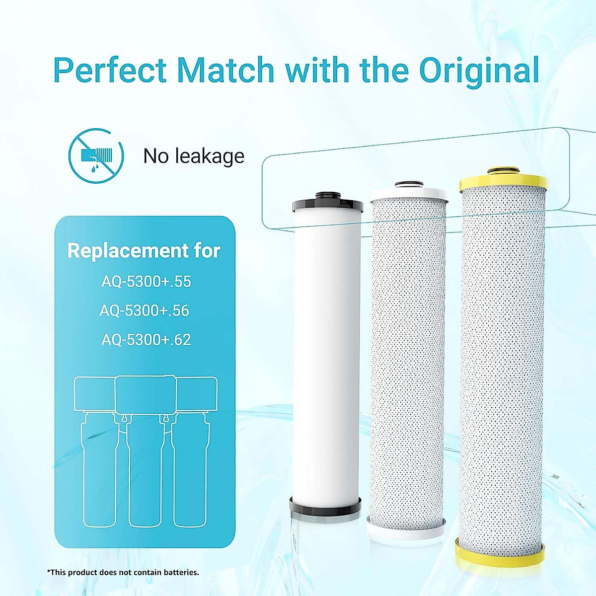 AQUA CREST Replacement for Aquasana® AQ-5300+R Under Sink Water Filter, 800 Gallons Filter Life, Compatible with AQ-5300+.55, AQ-5300+.56, and AQ-5300+.62, 3 Count