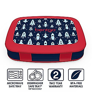 Bentgo Prints Insulated Lunch Bag Set With Kids Bento-Style Lunch Box (Space Rockets)