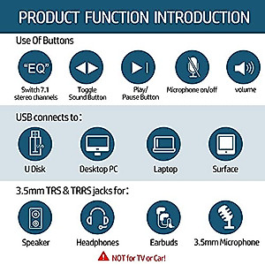 T10 External Sound Card, PHOINIKAS USB Audio Adapter for PC Windows, Mac, Linux, Laptops, Desktops, Stereo Sound Card with 3.5mm Interface & USB Interface, Volume Control, Plug & Play (6-in-1, Black)