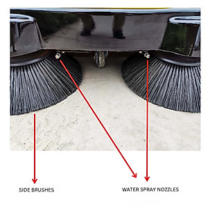 41.3" Battery-Powered Walk-Behind Floor Sweeper, Triple Brushes, Water Sprinklers, 64,500 sq ft/hr, Industrial and Commercial Use