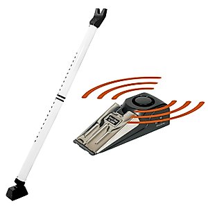 Door Stopper Alarm and Door Security Bar Bundle - House, Apartment, School, Hotel Door Security System, Adjustable Door Stoppers, Sliding Glass Door Security Bar - Lightweight, Portable Doorstops