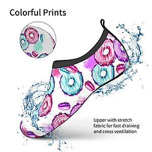 Donut Macarons Water Shoes for Men Women Aqua Socks Barefoot Quick-Dry Beach Swimming Shoes for Yoga Pool Exercise Swim Surf